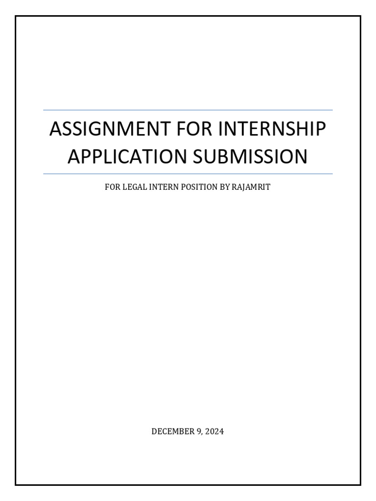 Rajamrit Das - Legal Intern Assignment Submission | PDF | License | Trademark