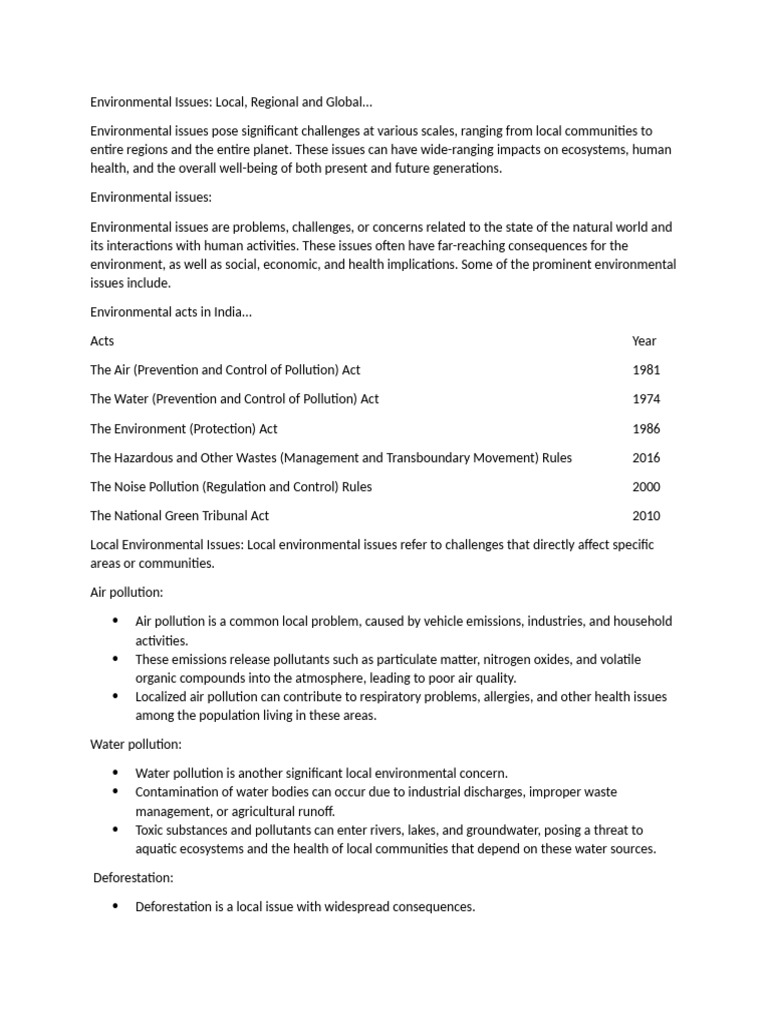 UNIT 4 - Environmental Issues and Possible Solutions For Global ...