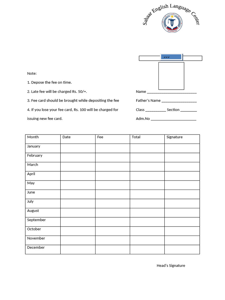 Monthly Fee Card Guidelines | PDF