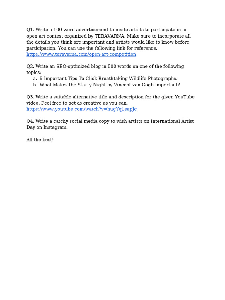 Content Writer Assignment | PDF