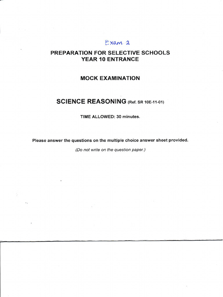 Science reasoning Exam 2 | PDF