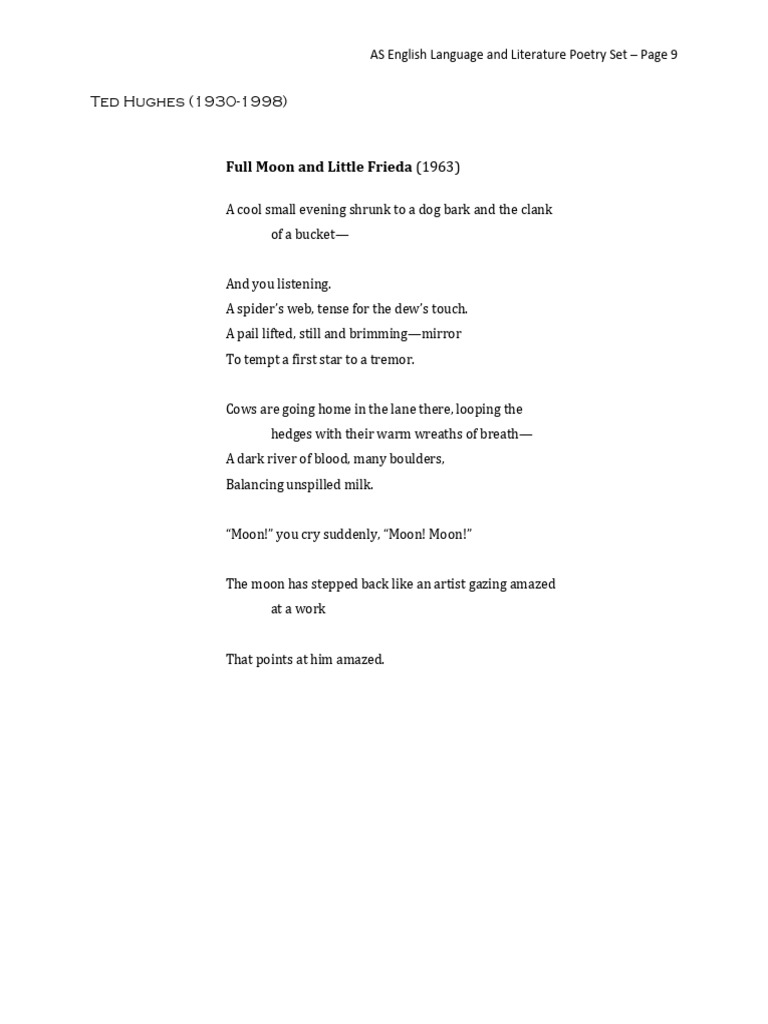 Pp08 - Ted Hughes - Full Moon and Little Frieda | PDF