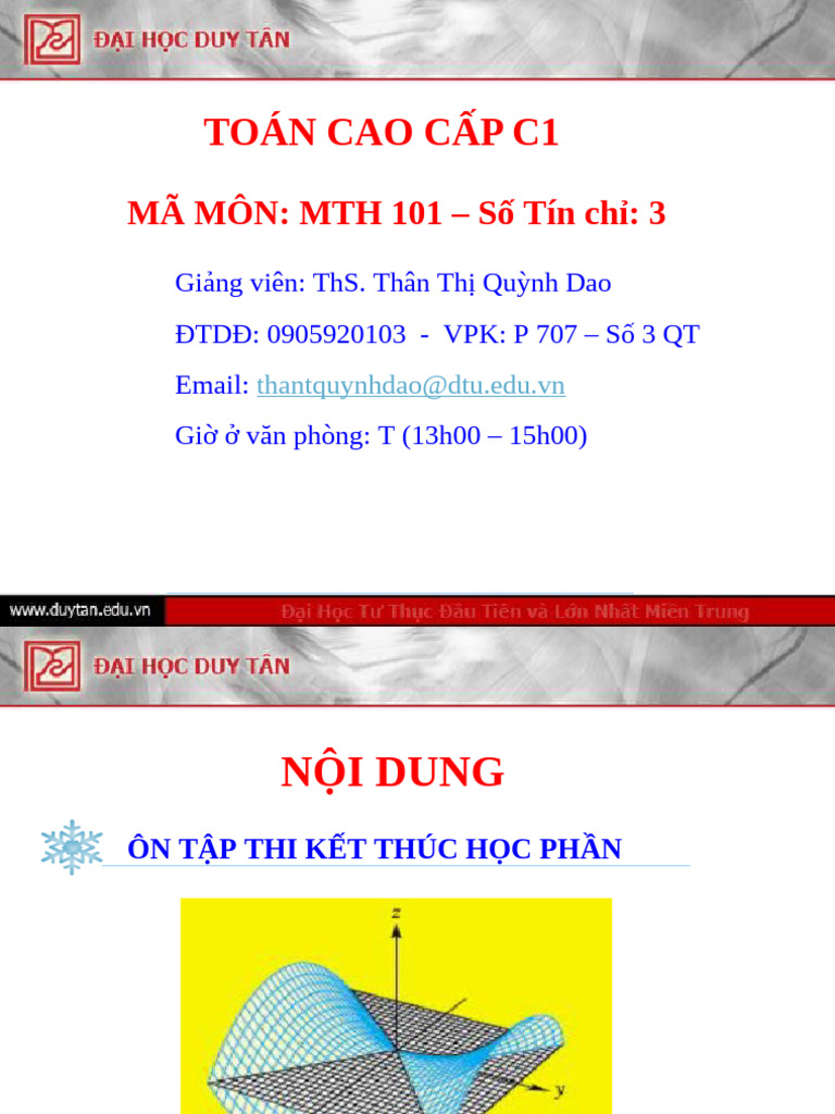 MTH+101+ +Toan+Cao+Cap+C1+ +2020S+ +Lecture+Slides+ +15 | PDF