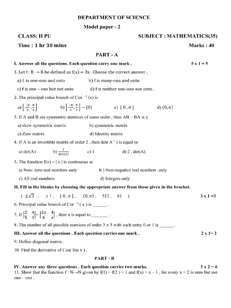 Mathematics Sample Paper 2 | PDF