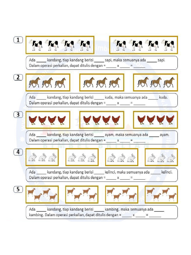 Soal Konsep Dasar Perkalian dengan Gambar Lembar 1-8 | PDF