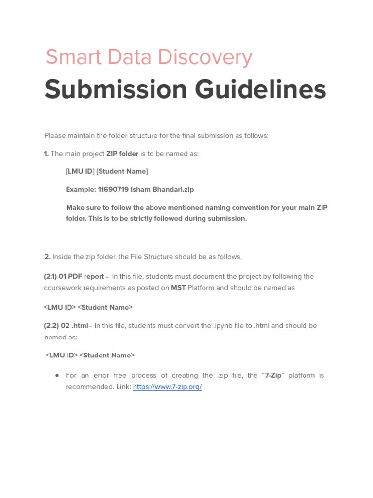 Submission Guidelines: Smart Data Discovery | PDF