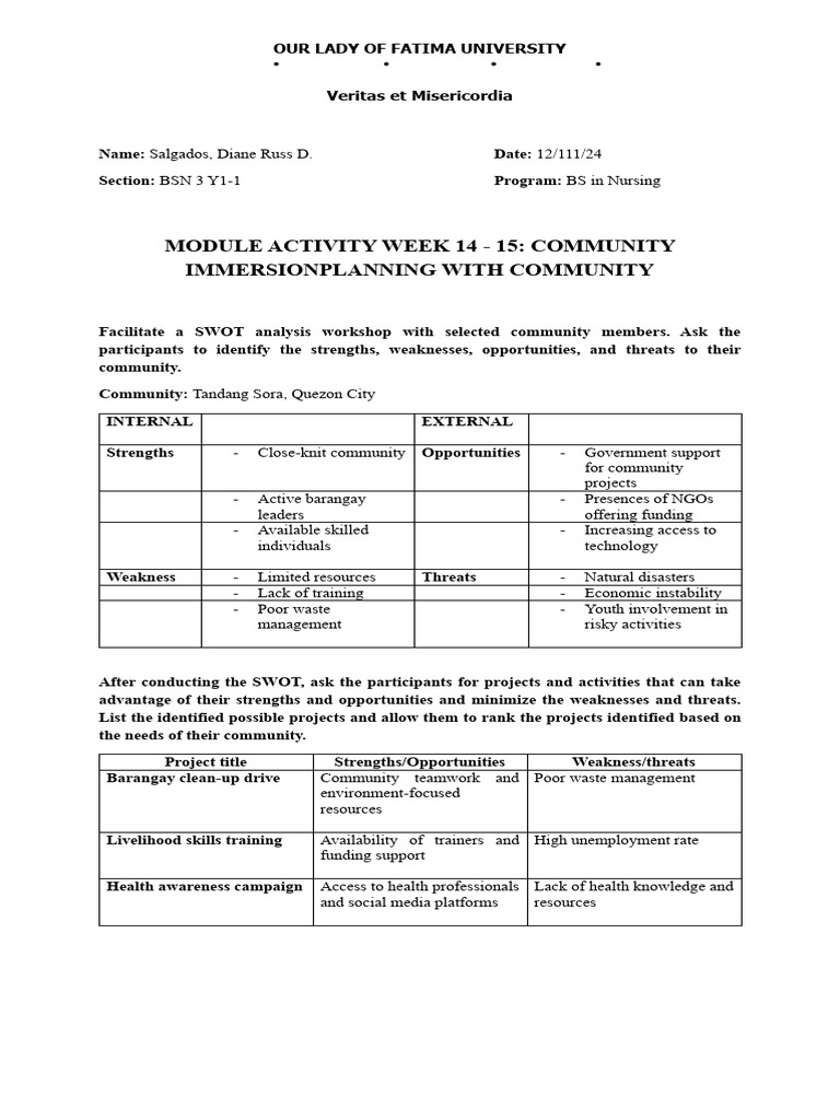 Community Engagement for Nursing Students | PDF | Swot Analysis