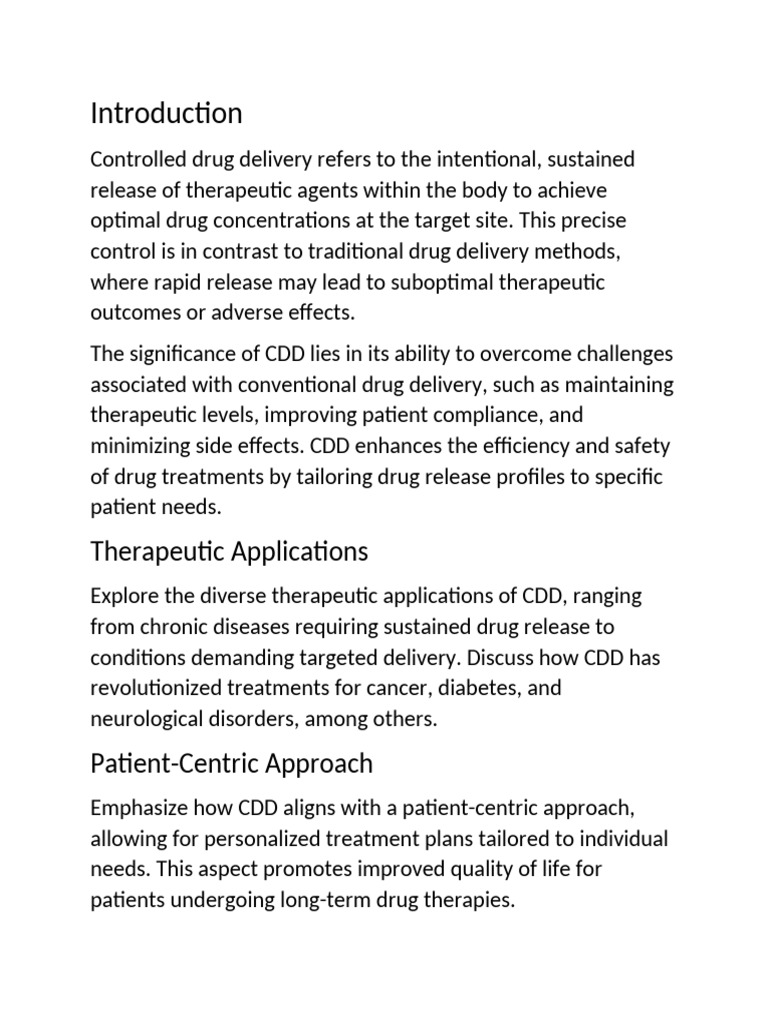 Controlled Drug Delivery Systems Explained | PDF | Personalized ...