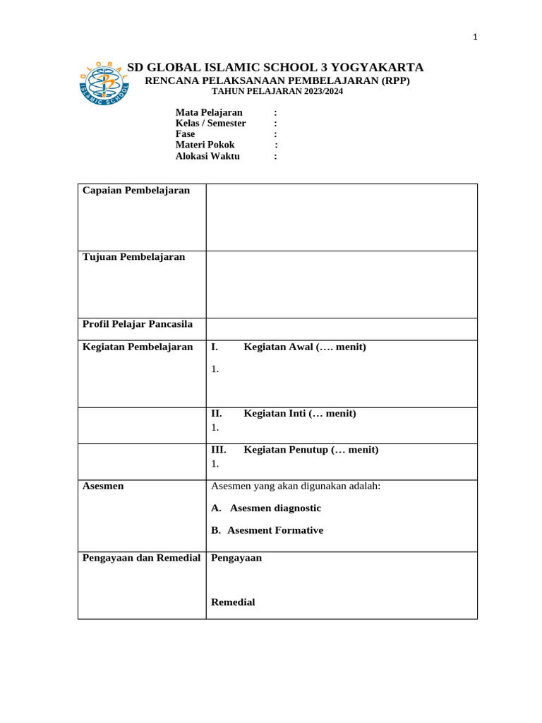 Contoh RPP Kumer (A4 - Portrait) | PDF
