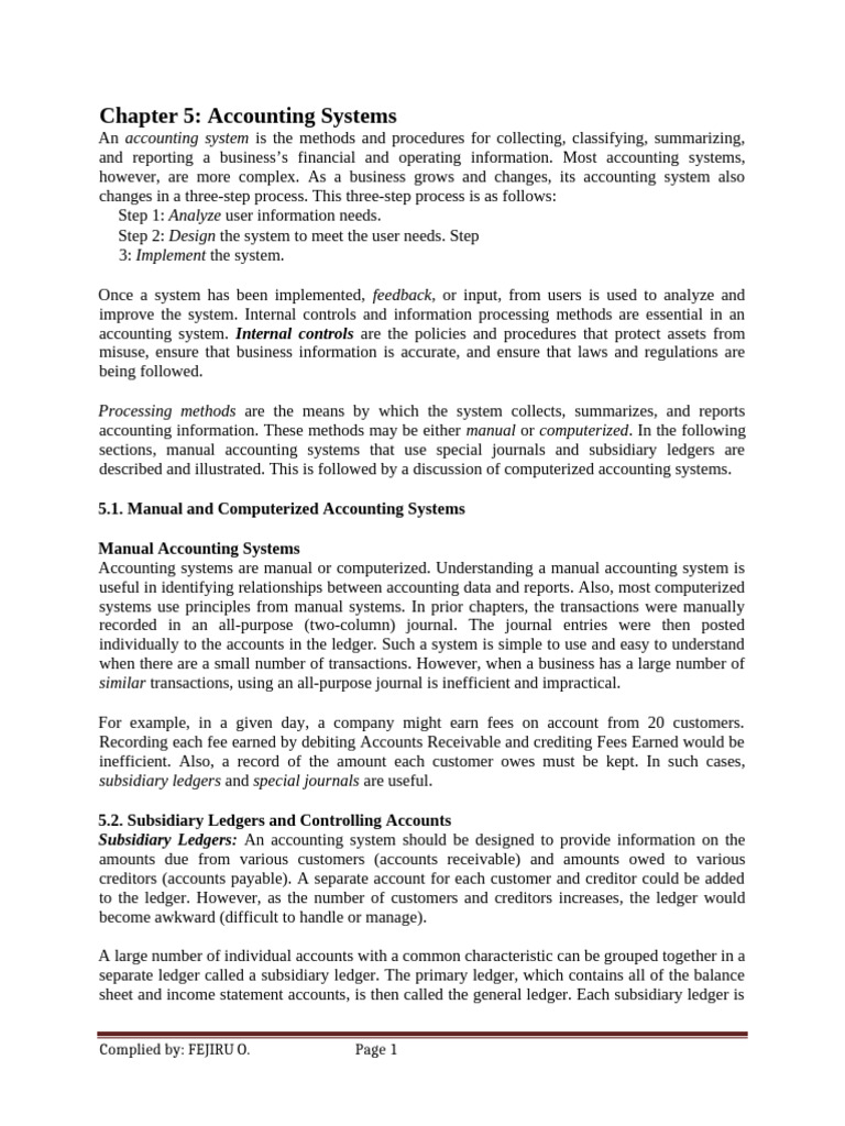 Acfn Ch 4 Accounting System | PDF