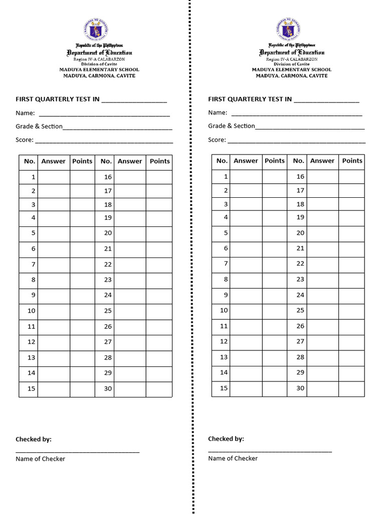 Q1 Answer Sheet | PDF