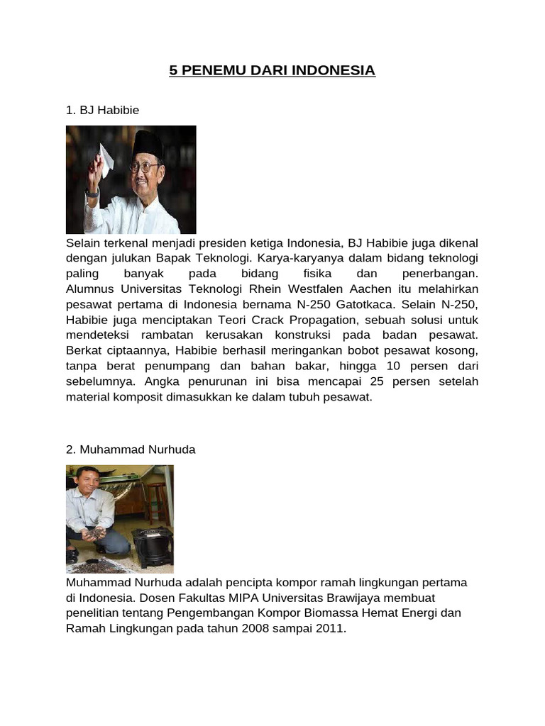 Penemu Terkenal Indonesia dan Inovasinya | PDF