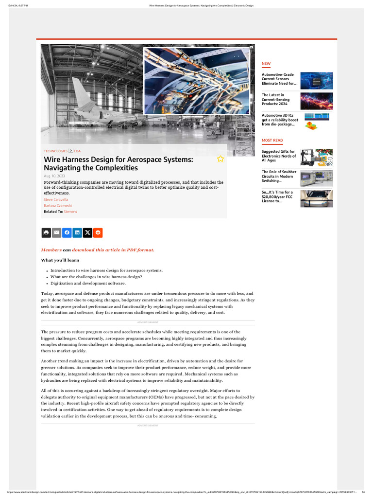 Aerospace Wire Harness Design Insights | PDF | Electrical Connector ...