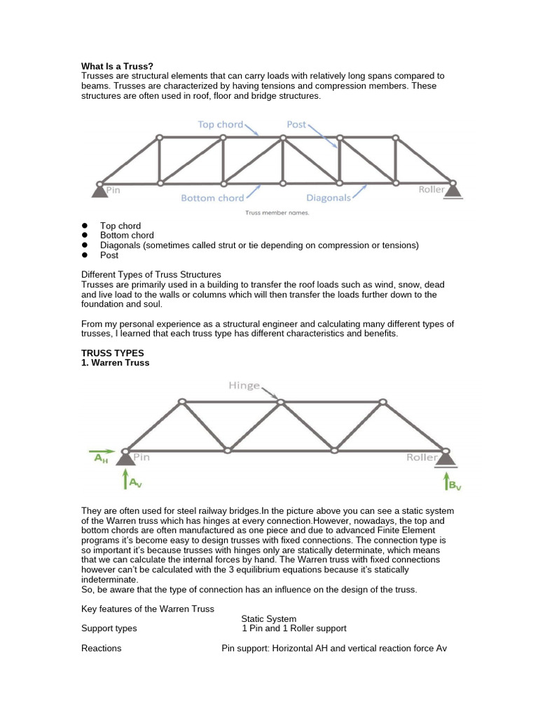 Types of Truss Structures Explained | PDF | Truss | Beam (Structure)
