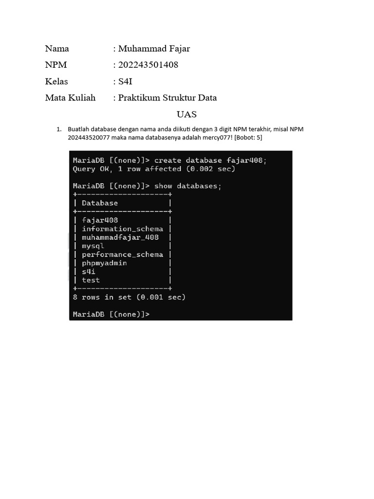 UAS - PSBD - Muhammad Fajar - 202243501408 - S4I | PDF