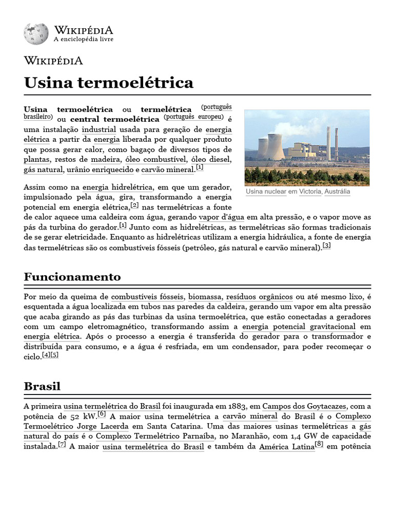 Funcionamento das Usinas Termelétricas | PDF | Tecnologia de energia ...