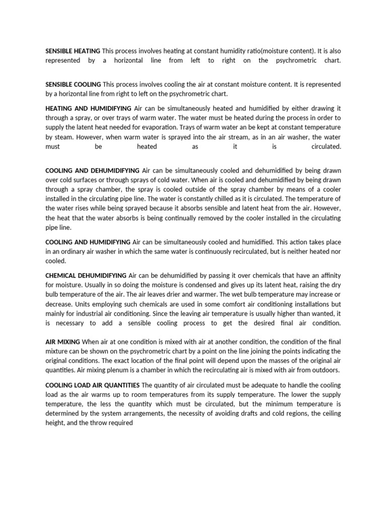 SENSIBLE HEATING This Process Involves Heating at Constant Humidity ...