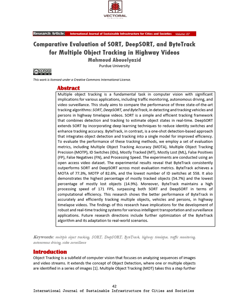 Comparative Evaluation of Sort, Deepsort, and Bytetrack For Multiple Object Tracking in Highway ...