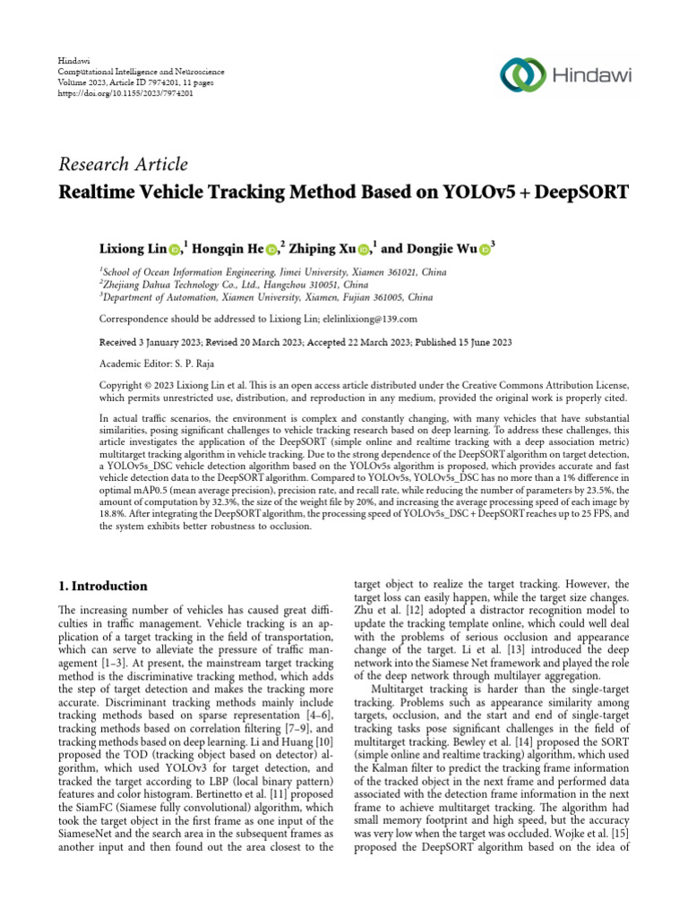 Realtime Vehicle Tracking Method Based on YOLOv5+DeepSORT | PDF ... Realtime Vehicle Tracking Method Based on YOLOv5+DeepSORT | PDF ...