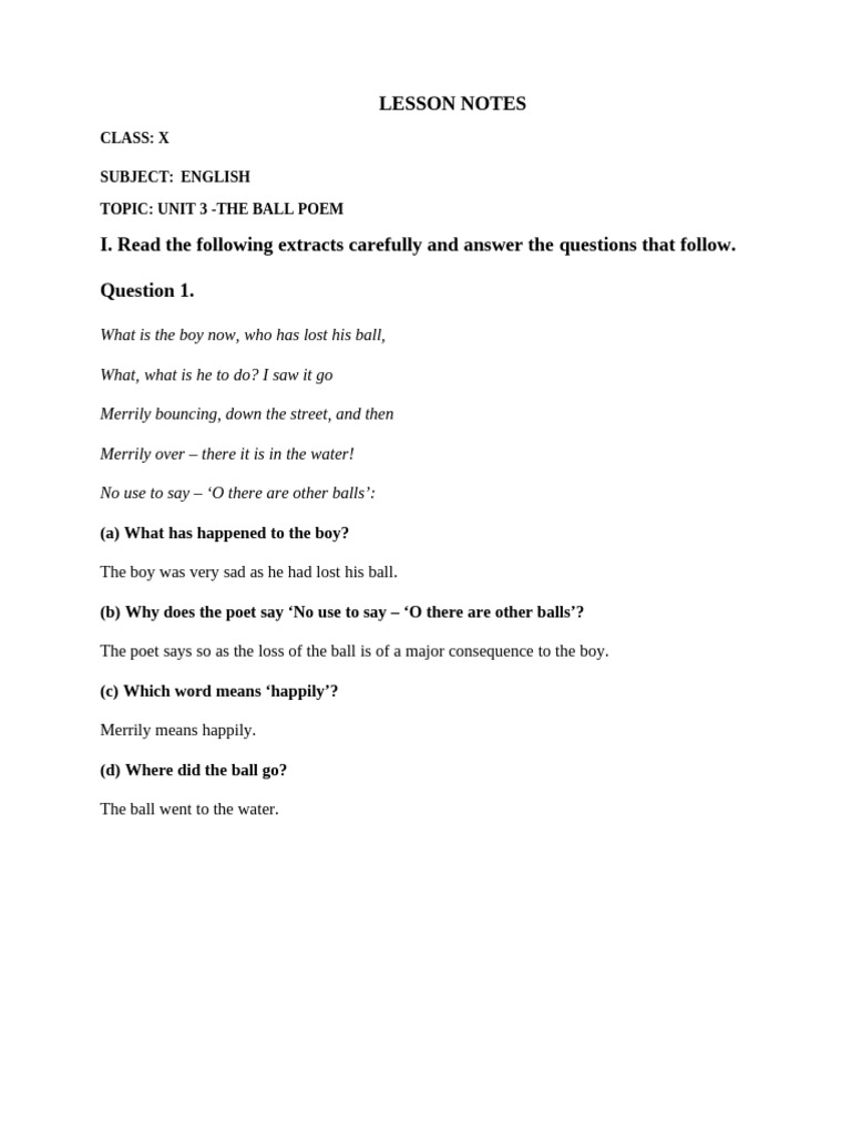 3 Poem - Notes (The Ball Poem) | PDF | Experience