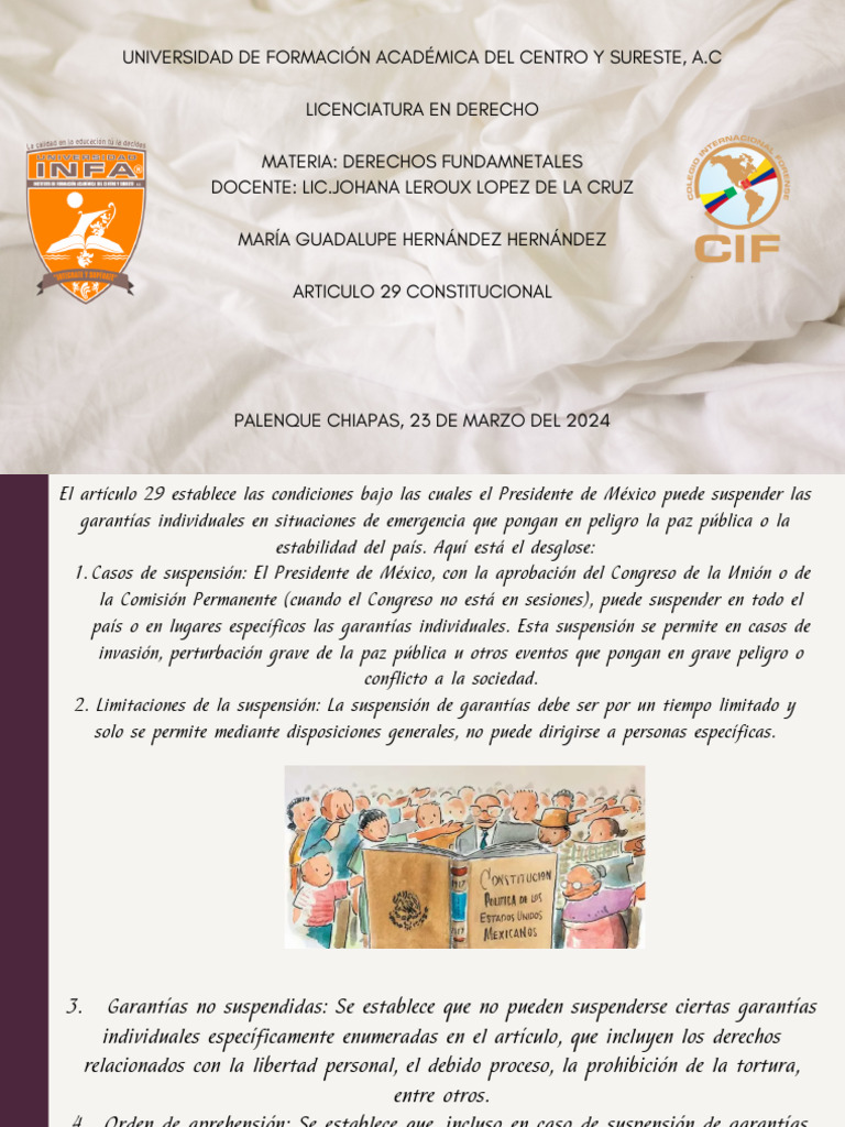 Articulo 29 Constitucional - Maria Guadalupe Hernandez Hernandez | PDF