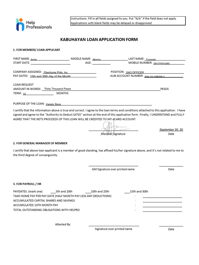 HMPC - Kabuhayan Loan Application Form 5.30.24 | PDF | Loans | Interest