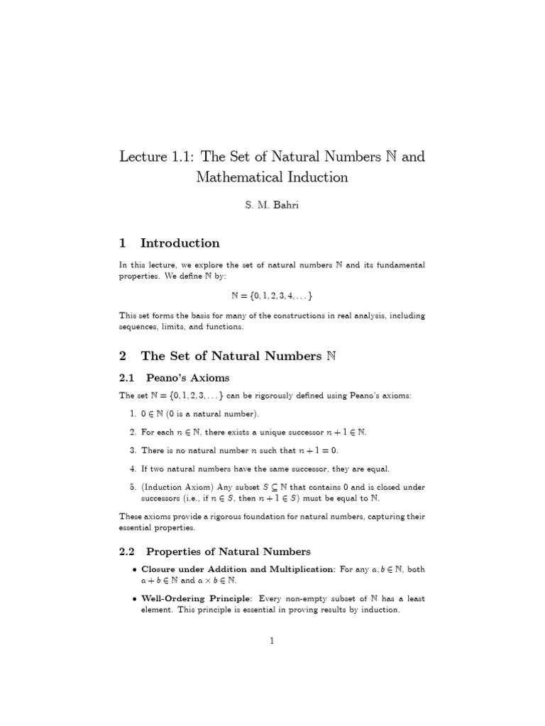 Lecture 1.1 The Set of Natural Numbers N and | PDF | Natural Number | Syntax (Logic)