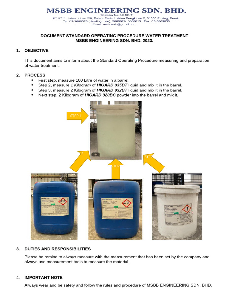 SOP WATERTREATMENT | PDF