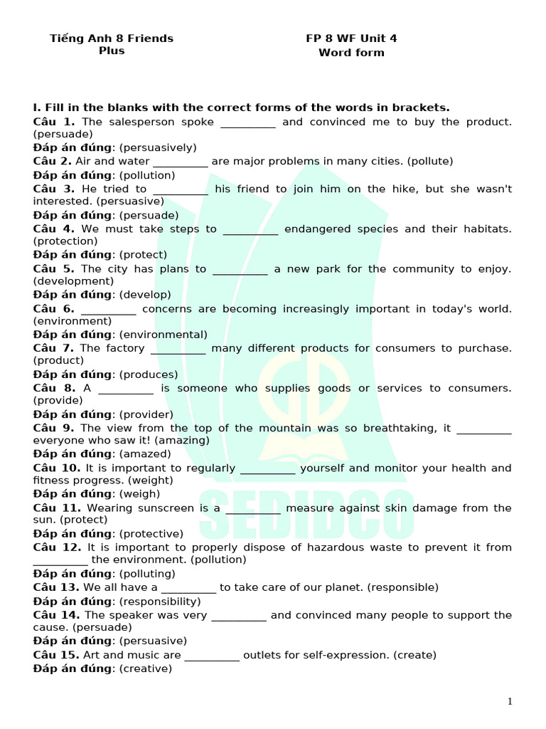 Key - Unit 4 | PDF | Sustainability | Natural Environment