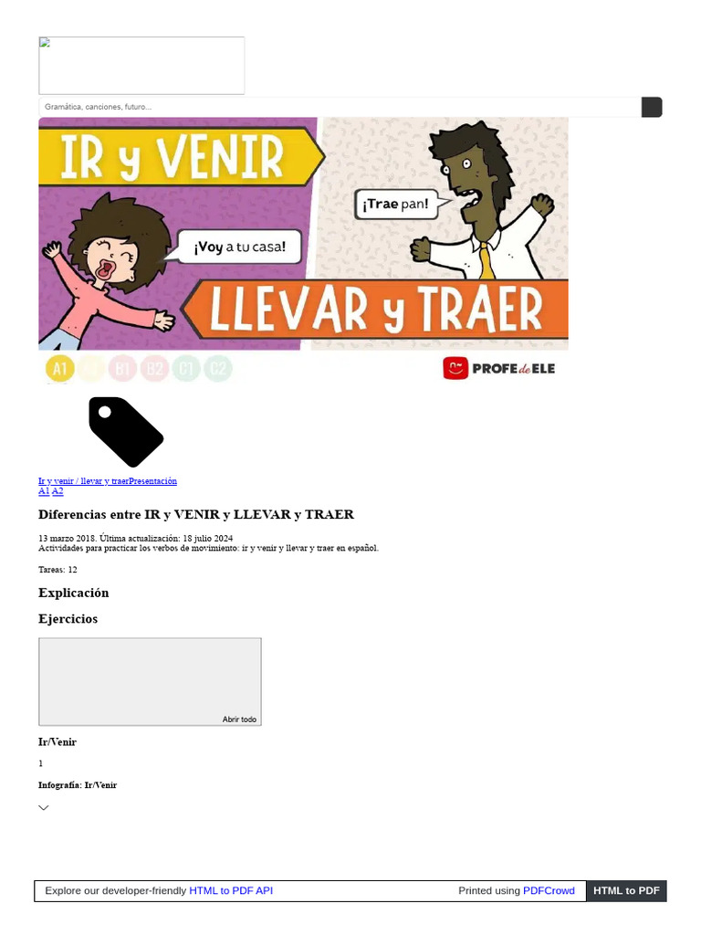 Diferencias entre ir, venir, llevar y traer | PDF | Informática