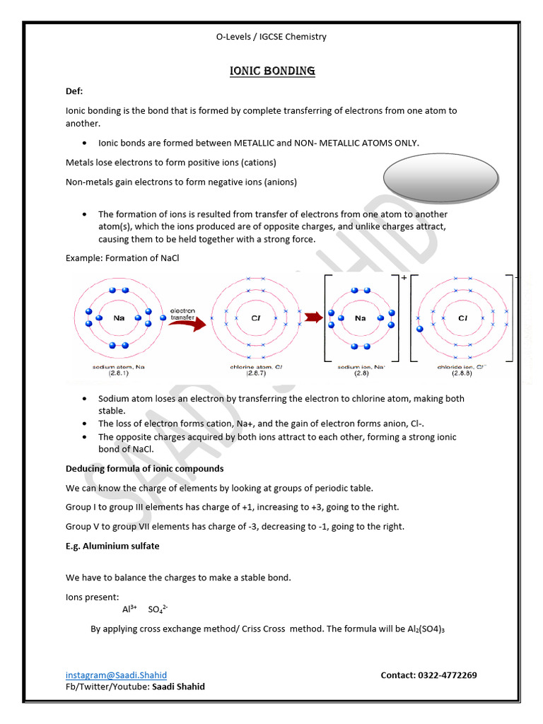 Final Notes Ionic Bonding and Test | PDF | Ion | Ionic Bonding
