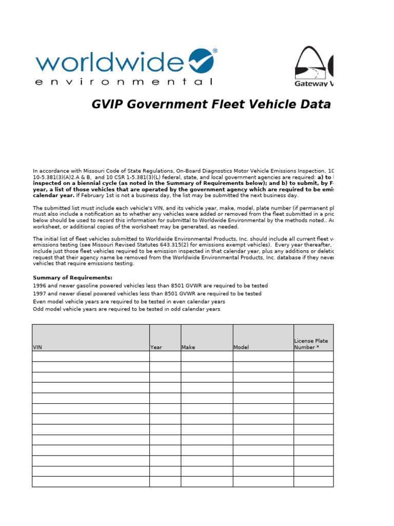 worldwide-gvip-new-gov-fleet-form | PDF | Transport | Vehicles