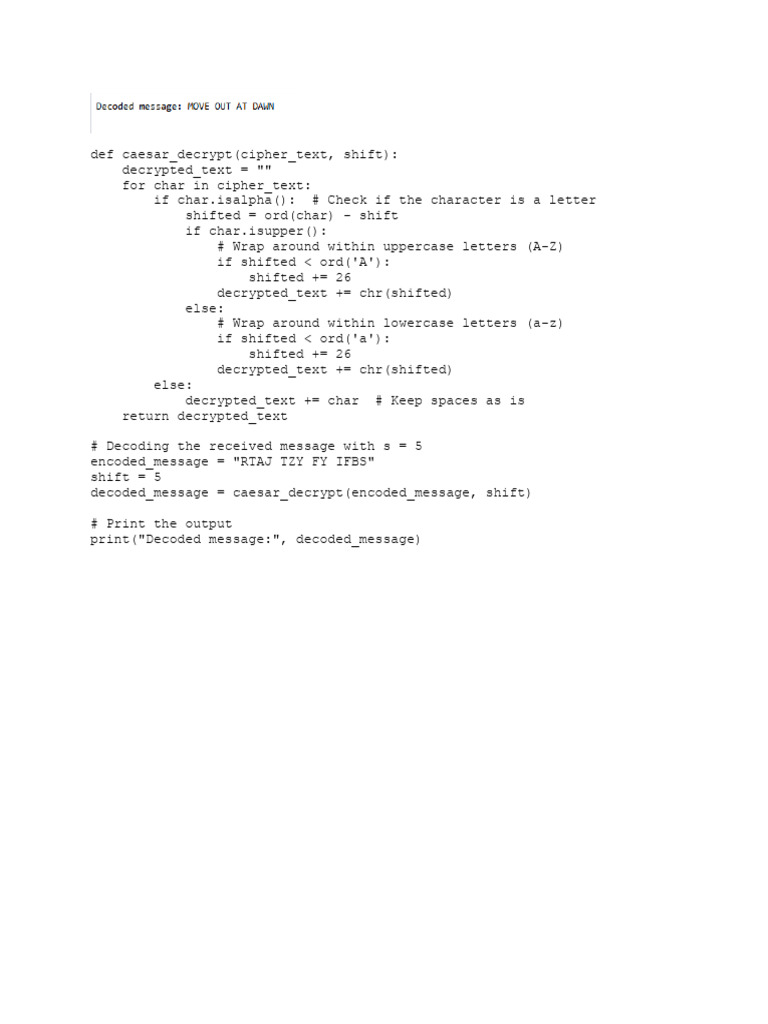 Python Caesar Cipher Decryption Code | PDF