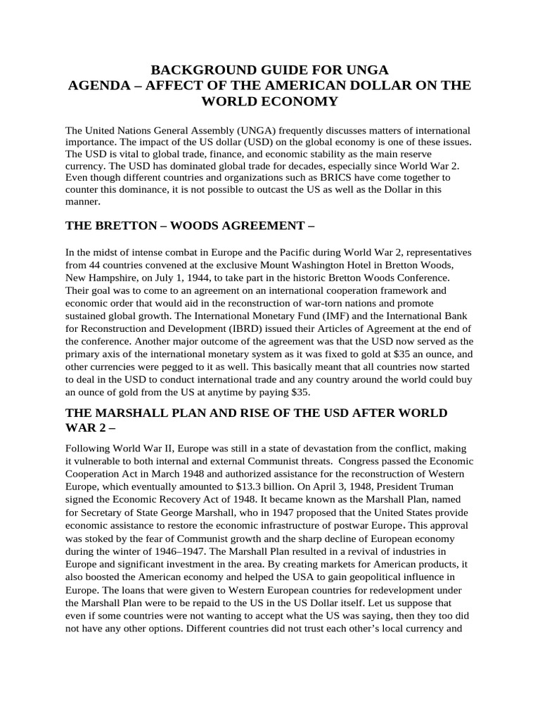 UNGA: USD's Global Economic Impact | PDF | United States Dollar ...