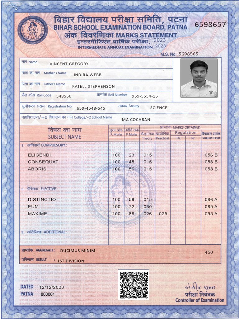 Marksheet 12th | PDF