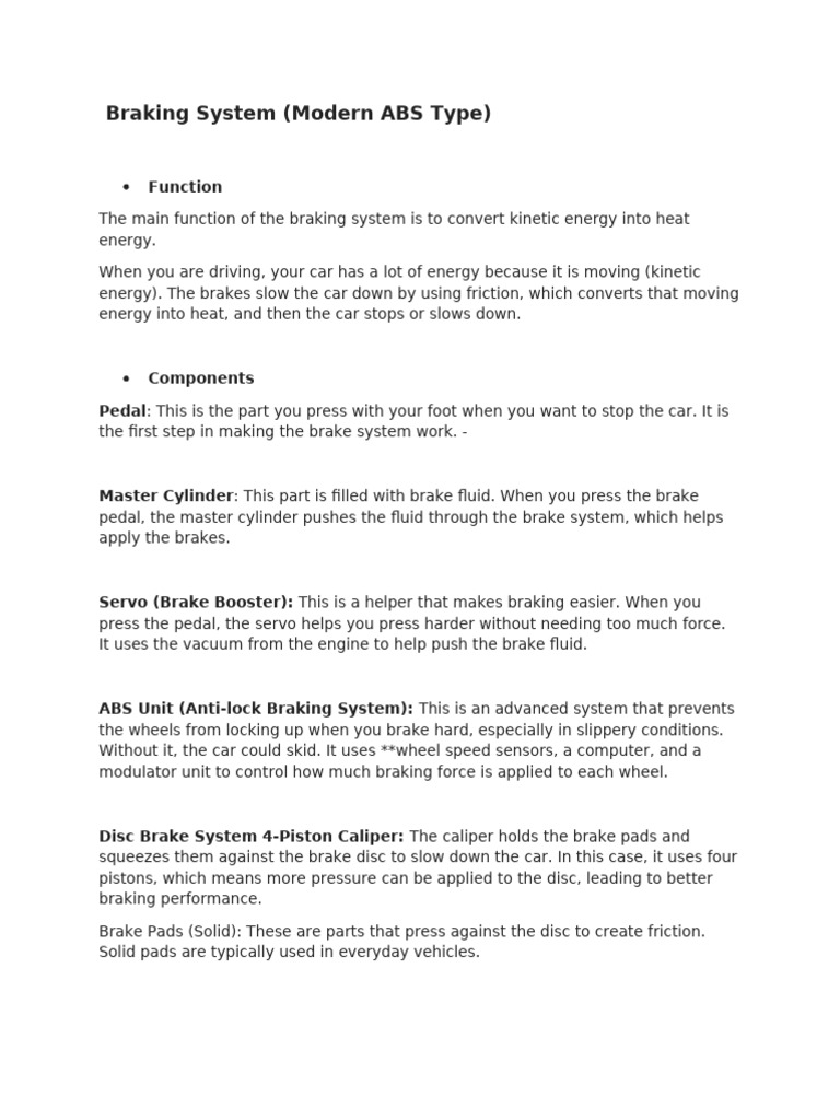 Braking System (Modern ABS Type) 1 | PDF | Brake | Anti Lock Braking System