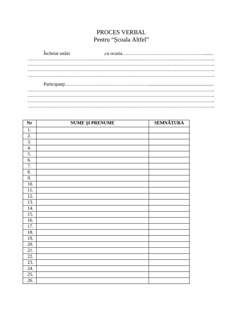 312673680 Proces Verbal Scoala Altfel | PDF