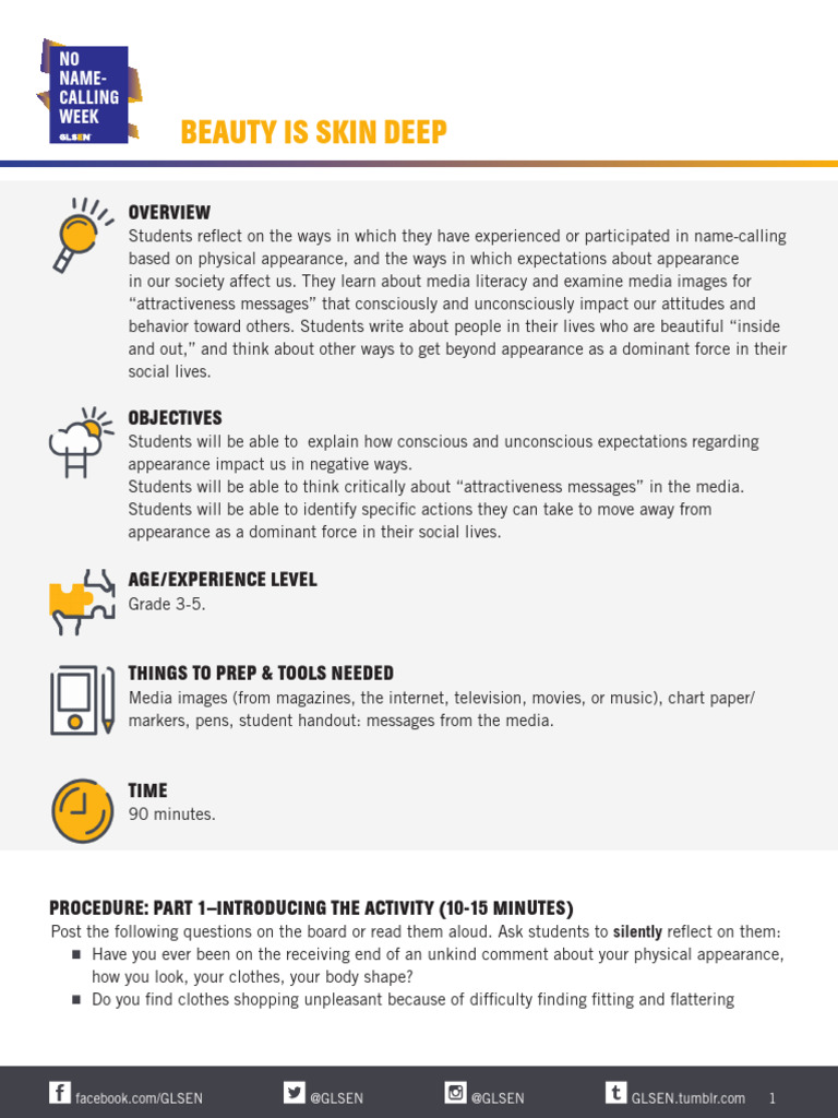 NNCW Beauty Skin Deep | PDF | Adolescence | Attitude (Psychology)