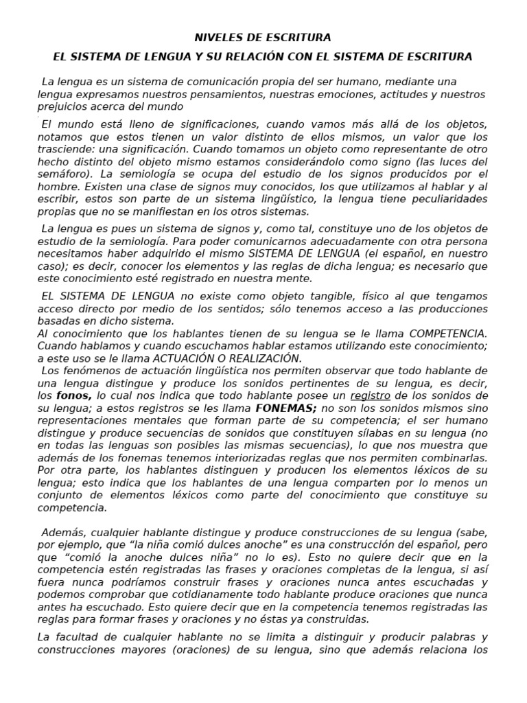 Niveles de Escritura | PDF | Palabra | Escritura