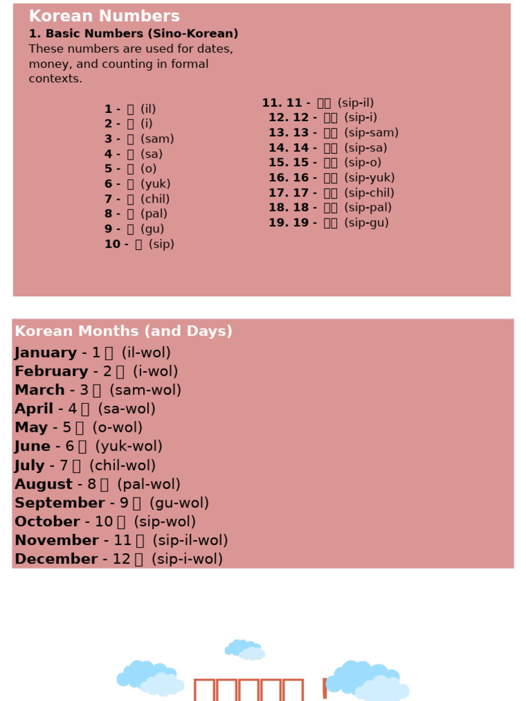 Numbers and Months | PDF