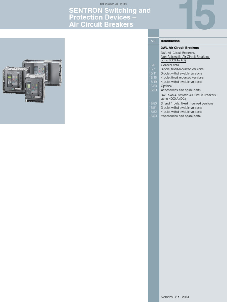 Siemens 3WL Air Circuit Breakers Guide | PDF | Alternating Current ...