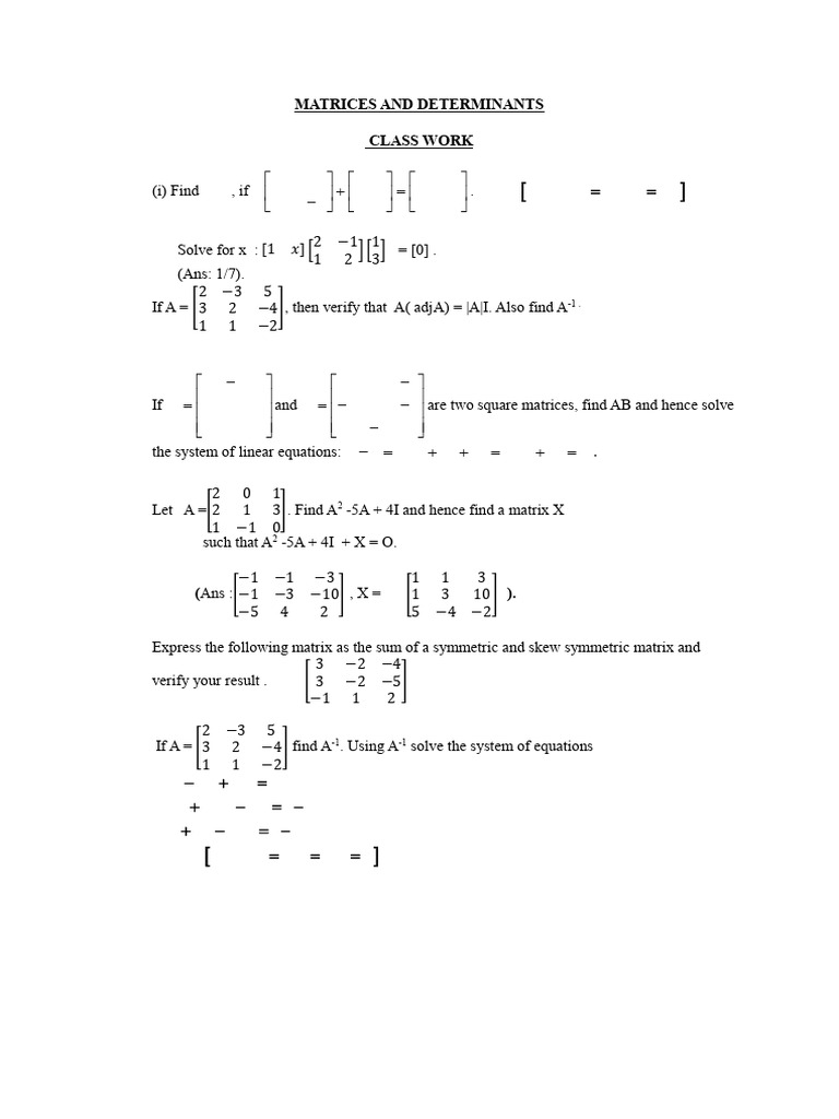 matrices | PDF | Matrix (Mathematics) | Determinant
