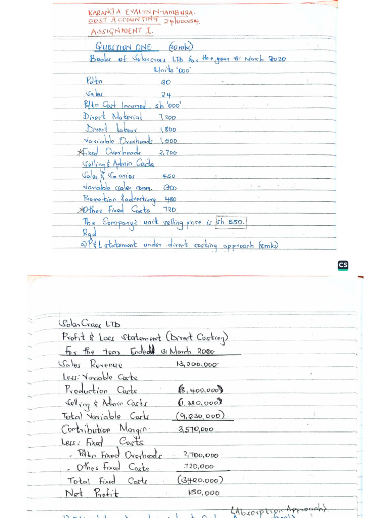 Cost Accounting Assignment 1 | PDF