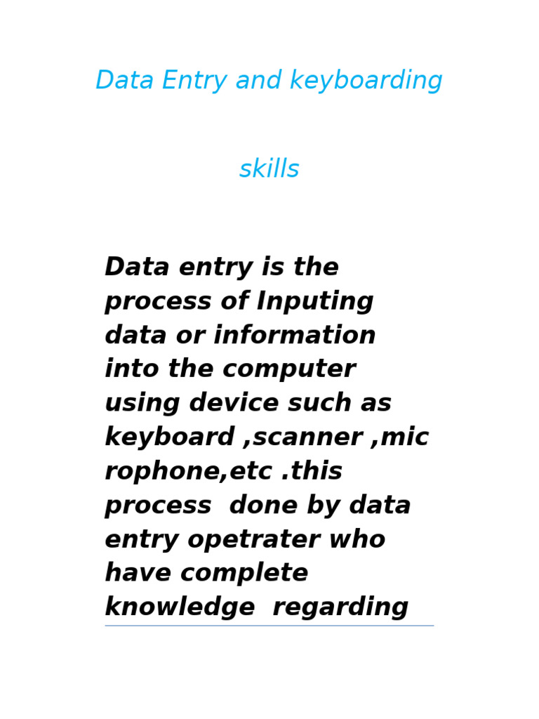 Data Entry and Keyboarding Skills | PDF