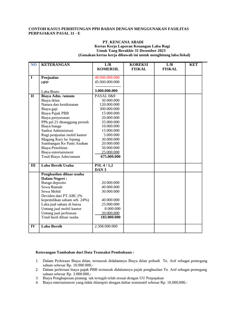 2024 Contoh PPH Badan-1 | PDF