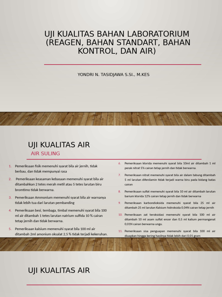 Uji Kualitas Bahan Laboratorium Reagen Bahan | PDF