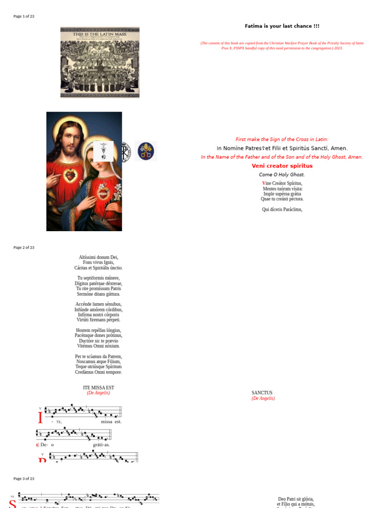 Prayer Booklet From The Christian Warfare Book Simplified SSPX, 1 | PDF ...