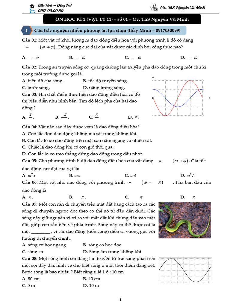 đề ôn HK1 VL11 2025 (chỉ có bản PDF | PDF