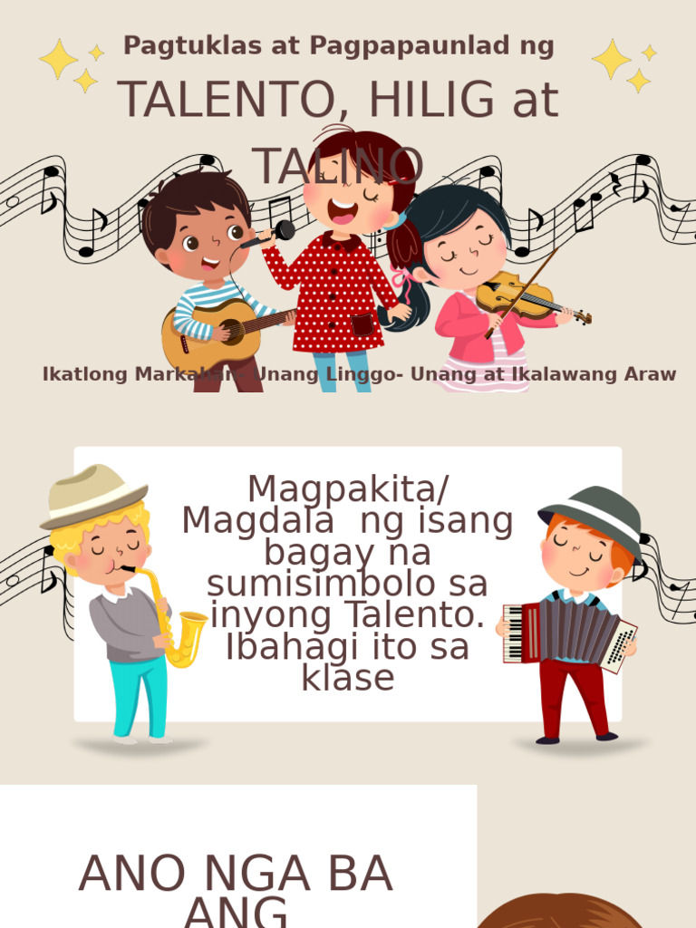Ikatlong Markahan-Unang Linggo-Talento, Hilig at Talino | PDF