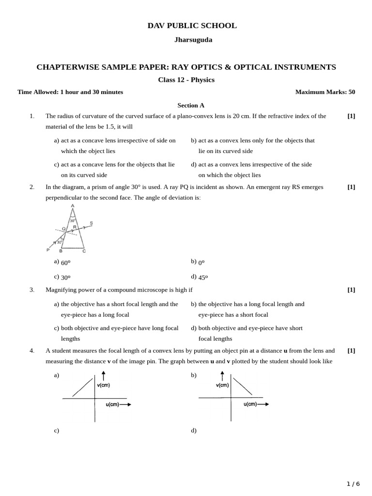 Ray Optics & Optical Instruments | PDF | Optics | Refraction